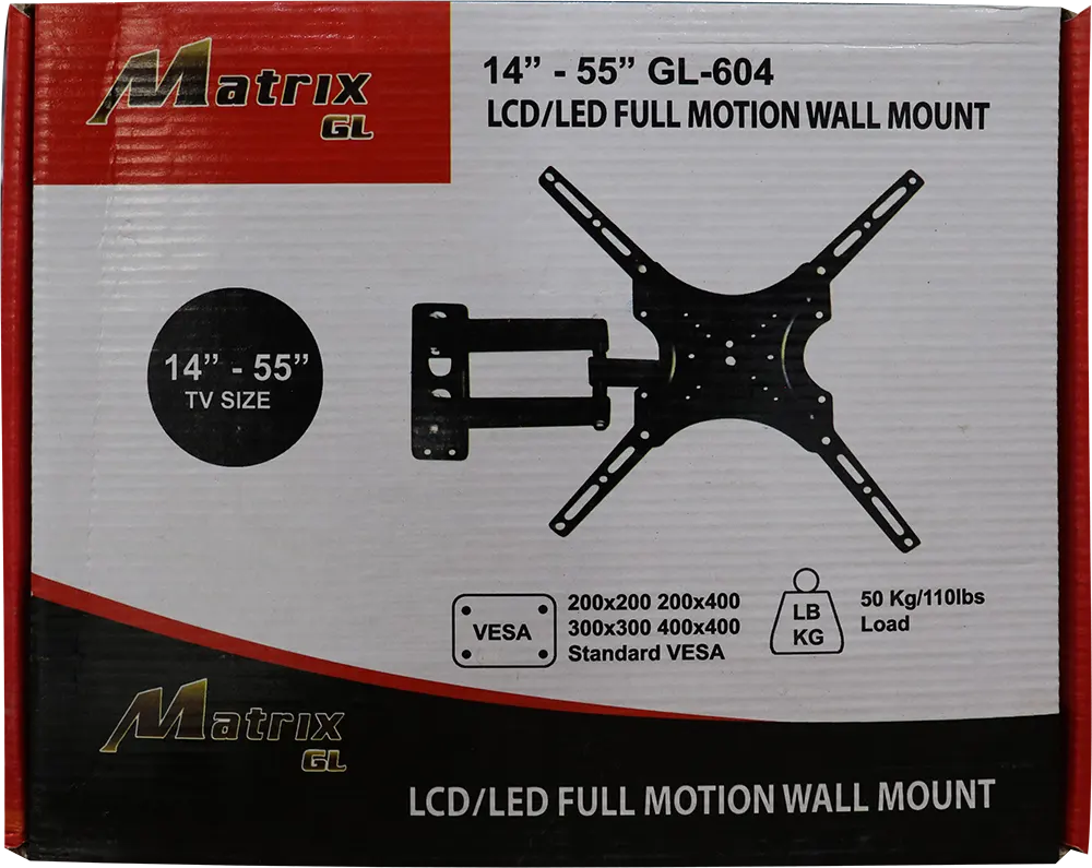 Matrix Movable Wall Mount, (14-55) Inch, Black, GL-604 Elghazawy Shop